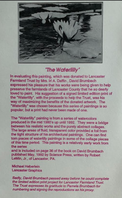 Lancaster Art Collectors | The Waterlilly Signed/Numbered Ltd Edition